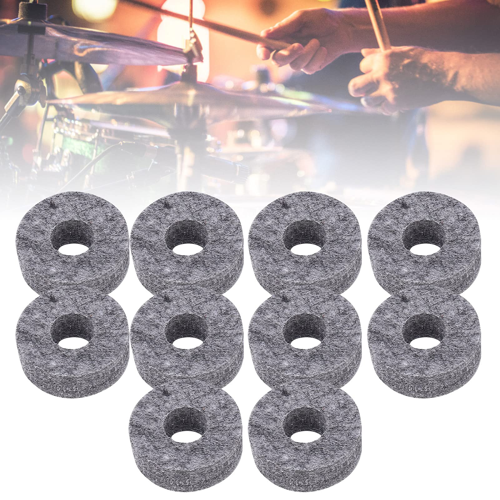 Hi Hat Felts Pad, Instrument Accessory Portable 10Pcs Drum Cymbal Felt Set for Playing