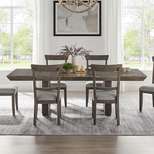 WILLIAMSPACE 98" Wood Extendable Dining Table for 6 to 10, Country Rustic Rectangular Kitchen Table with Wood Leg, Large Dining Room Table Farmhouse Furniture, Easy to Assemble (Grey)