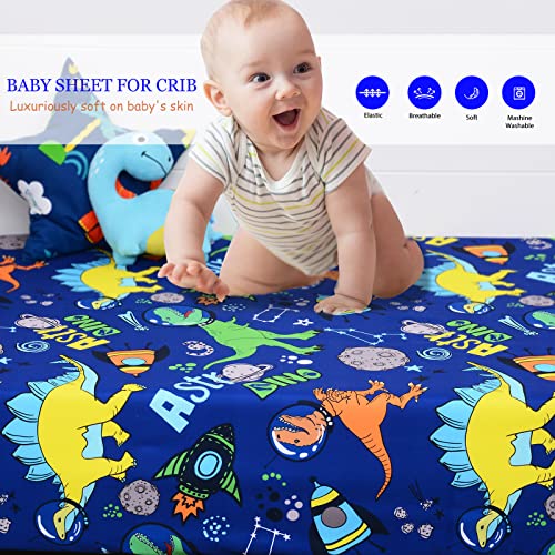 GOPHRALOVE Crib Sheets for Boys 2 Pack Stretchy Baby Fitted Crib Sheets for Standard Crib Super Soft Crib Mattress Fitted Sheet Dinosaurā¦