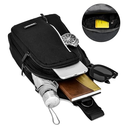 Gurislife Sling Bag for Men,Small Backpack Crossbody Bags,small Shoulder Bag With Reflective Strip Shoulder for Work Hiking and Daytrips,Black-903