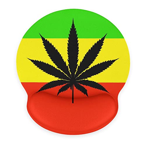 SEPTYK Rasta Flag Marijuana Leaf Pattern Ergonomic Mouse Pad with Wrist Support Rest Gel Non-Slip Rubber Base Mousepad for Computer Laptop Home Office Gaming Pain Relief