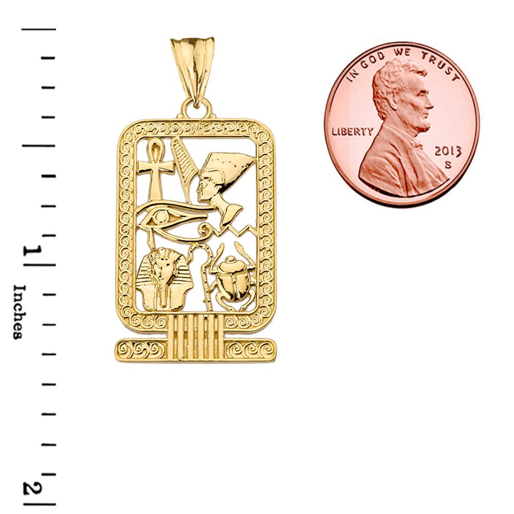 Exquisite 10k Yellow Gold Ancient Egyptian Cartouche Pendant