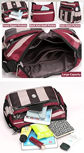 HANDAFA Plaid Shoulder Handbag With Adjustable Strap Large Capacity Hipster Crossbody Purse For Women(Red)