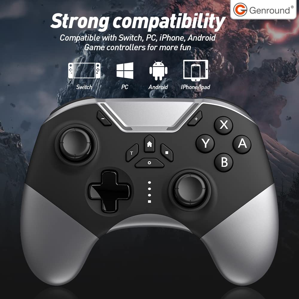Genround Switch Pro Controller, Bluetooth Controller, Joypad Controller for Nintendo Switch, Wireless Controller Compatible with Switch Support Wake up, Auto-sleep and Vibration Functions