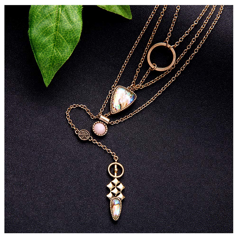 Exquisite Sequins Multilayer Pendant Necklace Multi-layer Bar Pendant Necklace Long Choker Necklace for Women Lady Girl (5)