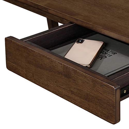 Finch Darren Home Office Drawer Mid Century Accent Desk, 43 Inch Wide Simple Modern Study Table, Walnut Brown