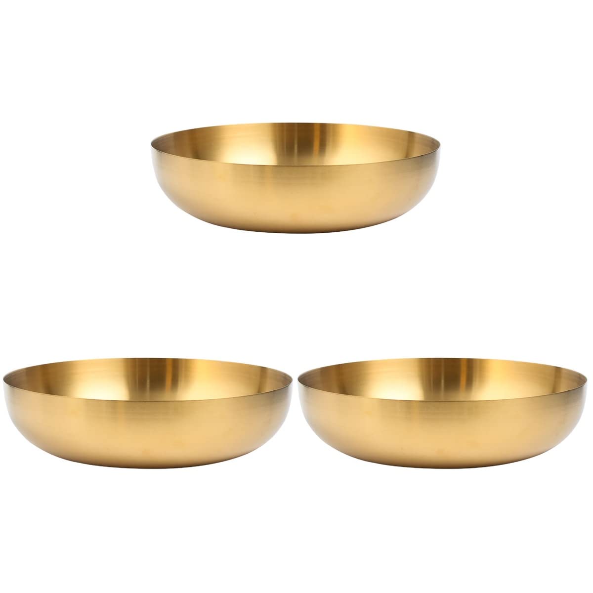 Hemoton Japanese Noodle Bowl 3pcs Stainless Steel Mixing Bowl 9.4inch Japanese Ramen Noodle Bowl Gold Metal Soup Bowl Salad Serving Bowl for Fruit Udon Pho Asian Noodles Rice Bowls Japanese