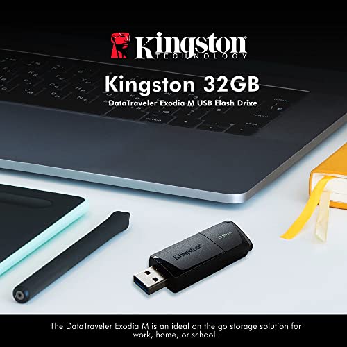 Kingston 32GB DataTraveler Exodia M Flash Drive - DTXM/32GB (5 Pack) w/ USB 3.2 Gen 1 Type-A Connection is Part of an Xpix Bundle That Includes a Microfiber Cleaning Cloth