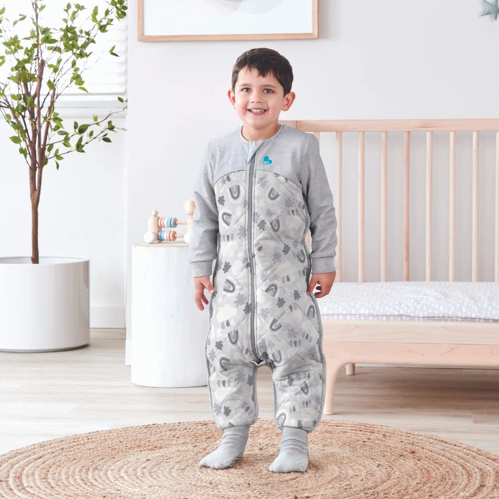 Love to Dream Organic Merino Wool Warm Toddler Sleep Suit (24-36 Mo), Super Soft Temp Regulating Sleeping Sack, 2.5TOG Warm Wearable Blanket, Gray