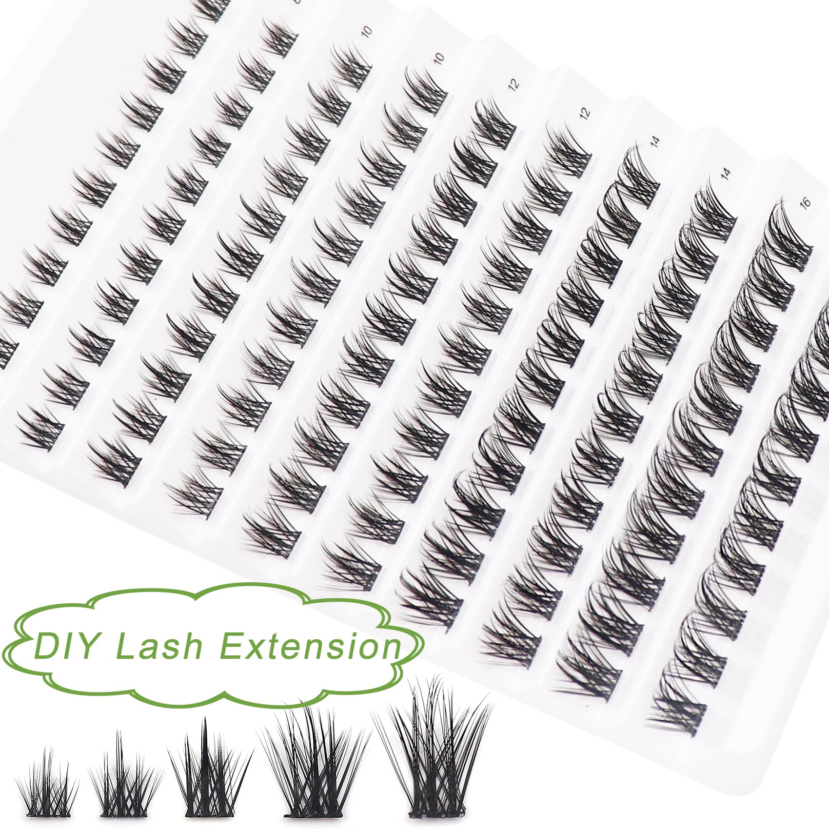 Fyonas Lash Clusters Fluffy Individual Lashes Cluster Eyelash Extensions 110 Pcs D Curl Manga Lashes Natural Look DIY Lash Extensions at Home Mix 8-16mm (Fairy)