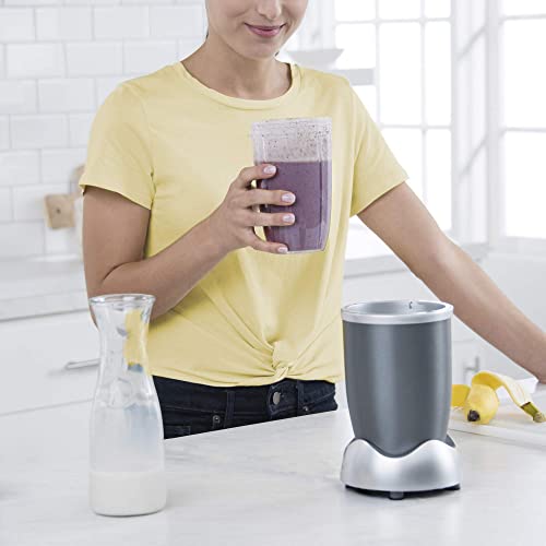 VIZET Blender for Shakes and Smoothies, Portable Blender, Bullet Blender, with a Blender Cup with Lip, Travel Friendly, 24 Ounces, 600 Watt, Gray