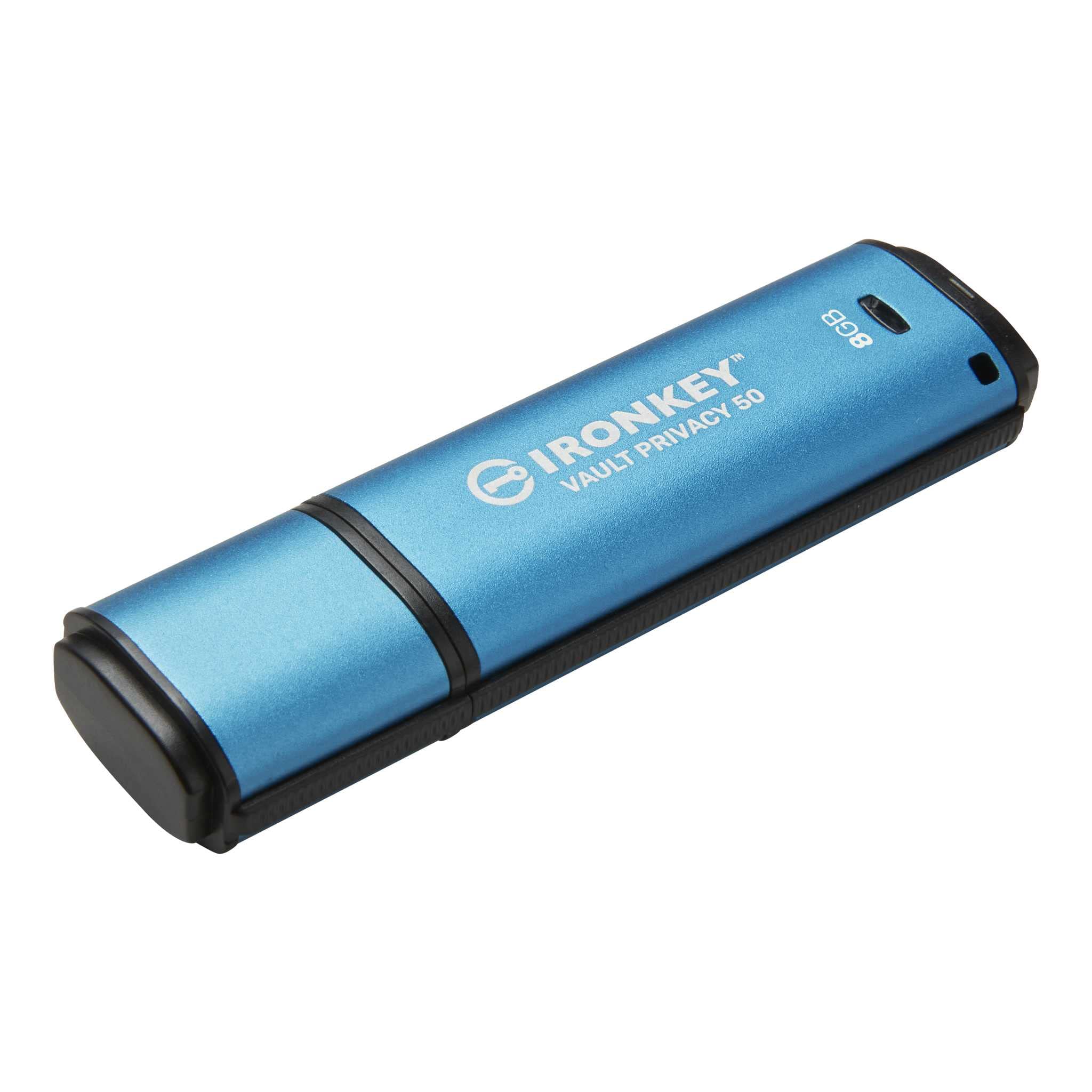 Kingston IronKey Vault Privacy 50 8GB Encrypted USB | FIPS 197 | AES-256bit | BadUSB Attack Protection | Multi-Password Options | IKVP50/8GB