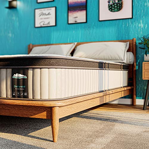 Serweet 12 Inch Memory Foam Hybrid King Mattress - Heavier Coils for Durable Support - Pocket Innersprings for Motion Isolation - Pressure Relieving - Medium Firm