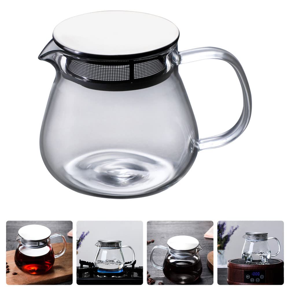 HEMOTON Microwave Tea Kettle Glass Teapot with Stainless Steel Infuser Stovetop Safe Tea Kettle Microwave Dishwasher Safe Tea Pot Loose Leaf Tea Maker 460ml Tea Pot (EI633HAD355QB015T), 15X10X9CM
