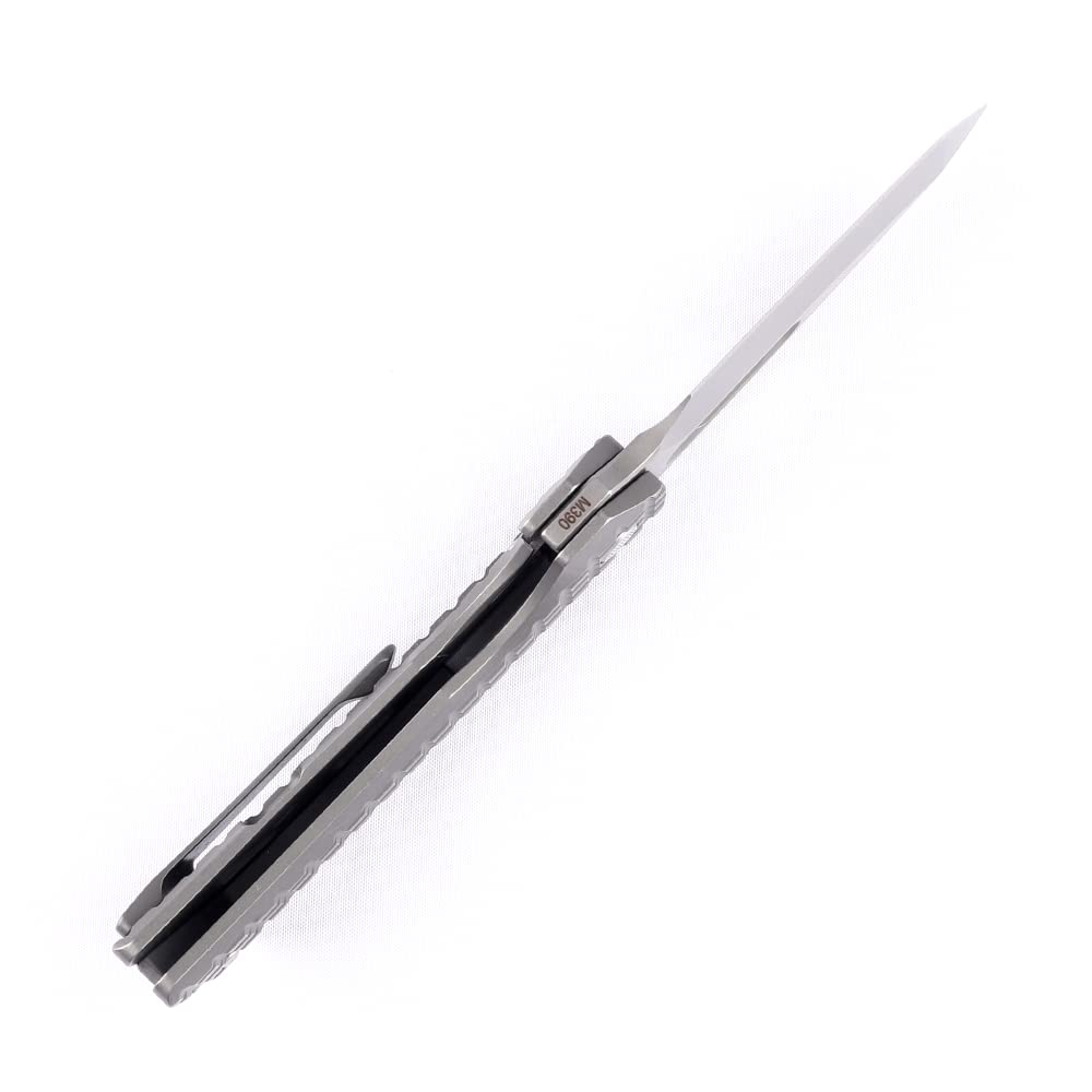 JEABROTHER Knife Outdoor Camping M390 TC4 Titanium Flap Pocket Folding Knife