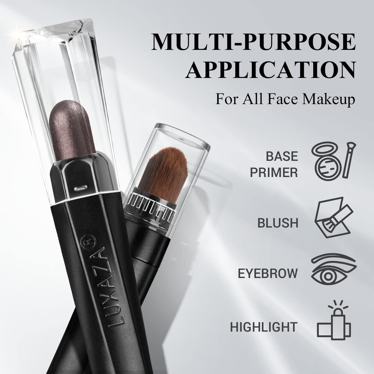 LUXAZA Eye Shadow Stick, Cream Single Makeup with Blending Brush, Eye Brightener Stick, Highlighter Stick, Eyeliner, Smooth Metallic #112 Taupe Pearl