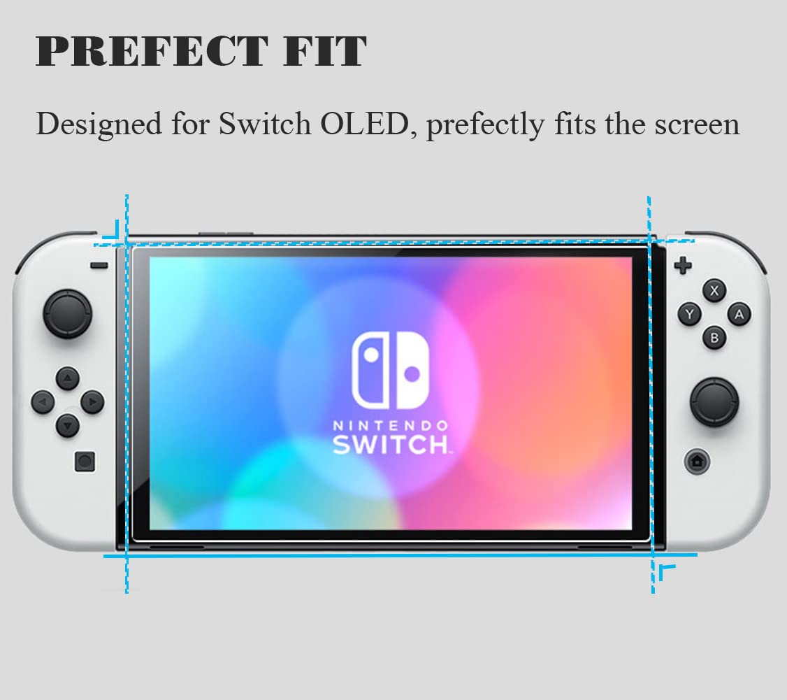 GOBEST Tempered Glass Screen Protector Compatible with Nintendo Switch OLED model 2021, Transparent HD Clear Screen Protector Tempered Glass Film Accessory for Nintendo Switch OLED(3-Pack)