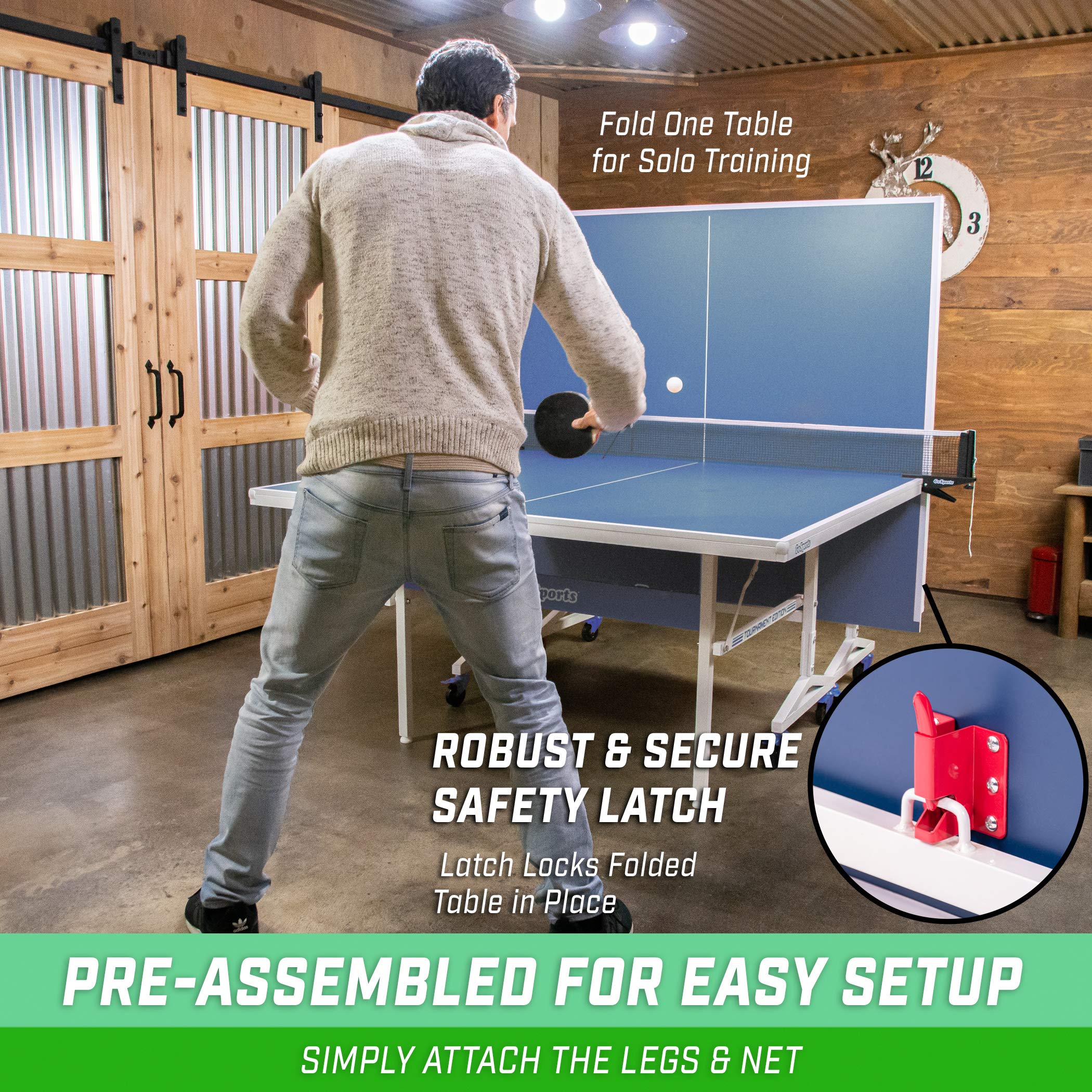 GoSports Tournament Table Tennis Set β Choose Indoor or Outdoor Table, Includes Net, 2 Paddles, and 3 Balls with Case
