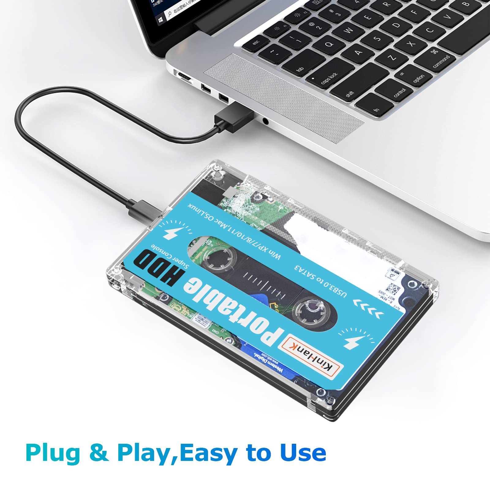 Kinhank 500G Super Console X External HDD Game Console Built-in 110000+Games USB3.0 Batocera 33 Game System for PS3/PS2/PSP/PC/Windows/SEGA SETURN/Mac OS/DC for Laptop(with Gamepads)
