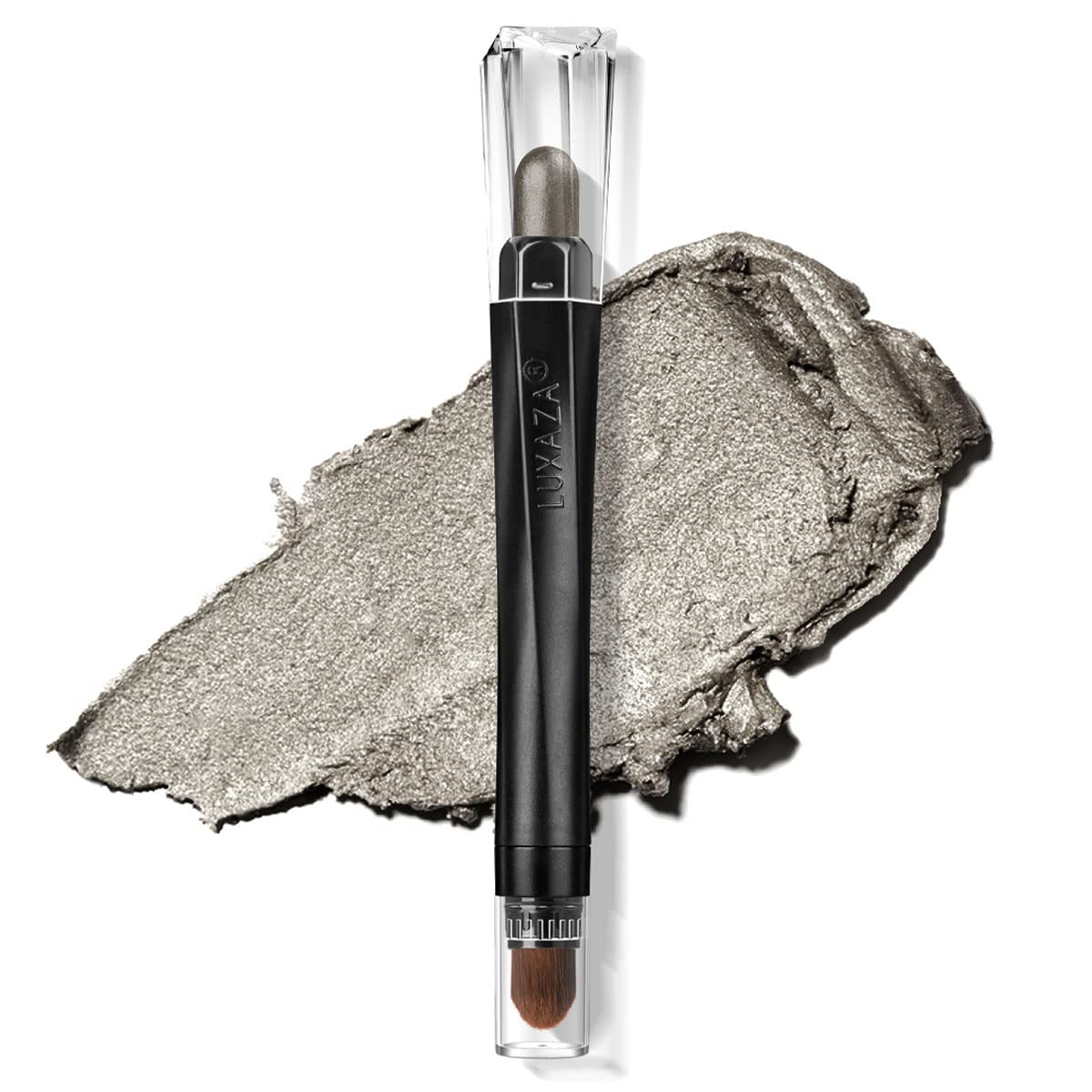 LUXAZA Eye Shadow Stick, Cream Single Makeup with Blending Brush, Eye Brightener Stick, Bronzer Contour Stick, Eyeliner, Smooth Metallic #100 Slate Pearl