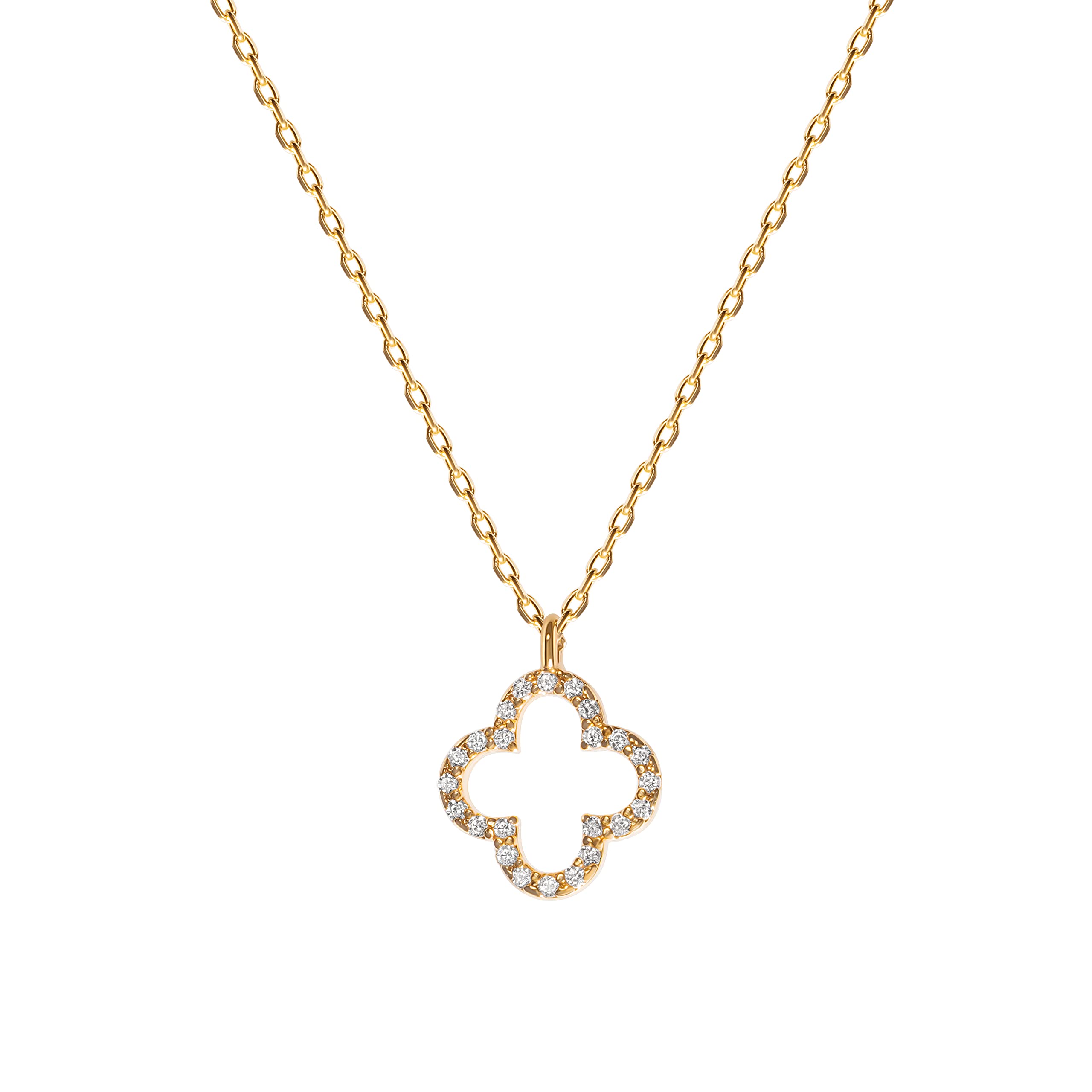 Karmelia Pendant Necklaces for Women (Quatrefoil, Gold)