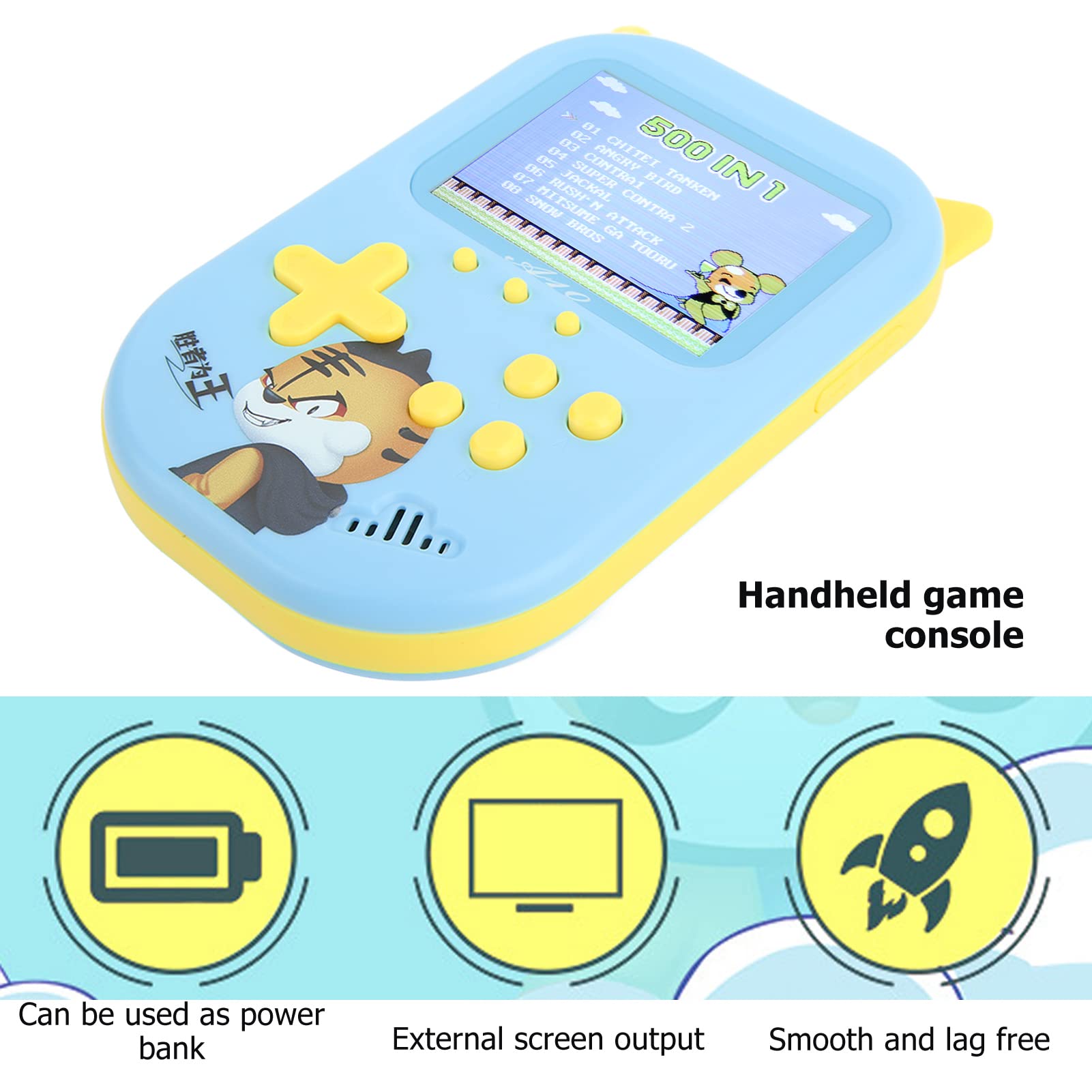 Handheld Game Console, Blue 3 Inch Screen Game Console Mini Sensitive for Dormitory