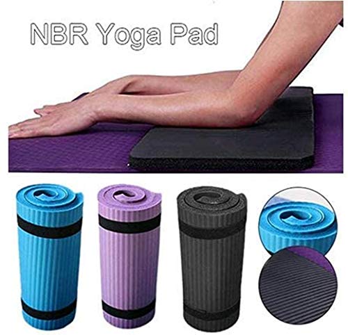 FABSELLER Yoga Mat Knee Elbow Wrists Support Mat Yoga Knee Pad Fitness Pilates Workout Training Exercise Gym Mat with One Elastic Band 15mm Thick, Purple