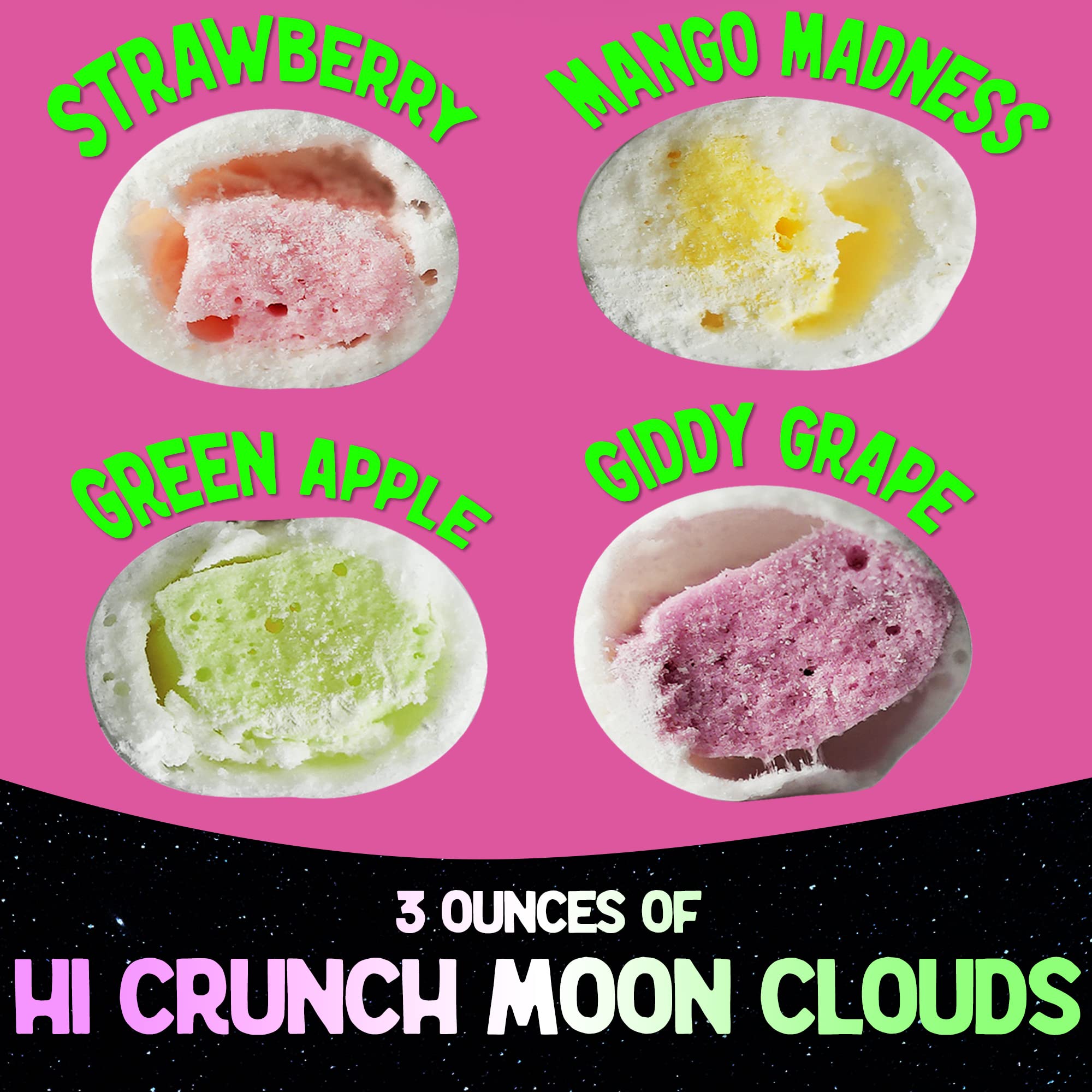 Freeze Dried Candy Variety Pack - Small Sample Pack with 4 Kinds of Freeze Dried Candy - Freeze Dried Cosmic Crunchies, Peach Rings, Moon Clouds and Caramel Apple Comets Shipped in Box for Protection