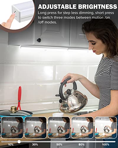GYTBL Under Cabinet Lighting Wireless 12inch Motion Sensor Light Indoor Closet Lights Motion Sensored Magnetic Closet Light Rechargeable Under Counter Lights for Kitchen Cupboard Wardrobe Stair-4 Pack