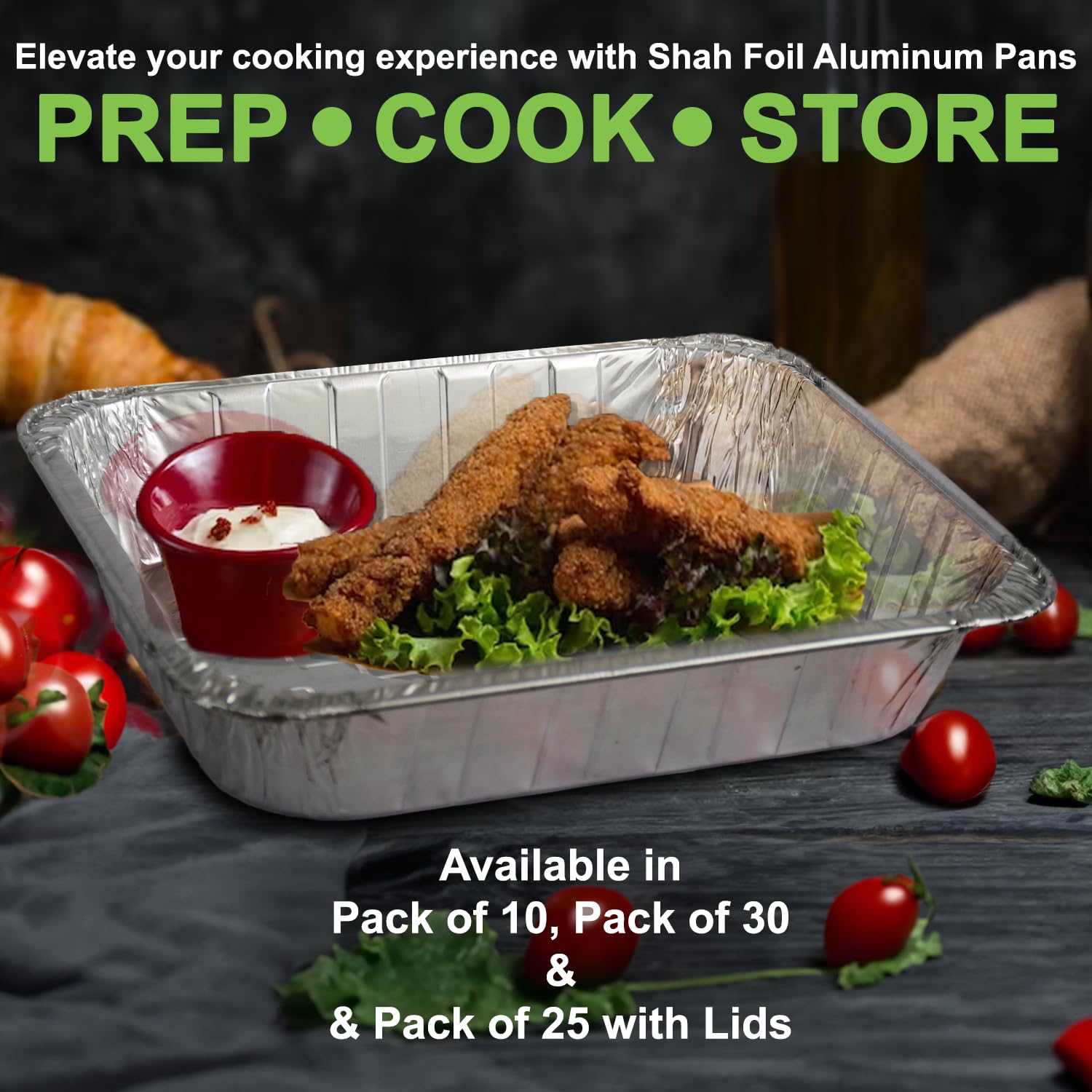 Shah Foil Aluminum Pans Half Size Deep (10 Pack), 9X13, Extra Heavy Duty Disposable Foil Pans For Baking, Roasting & Chafing, Steam Table Deep Tray. 42 gms/pc weight (10 pack) | Made in USA.