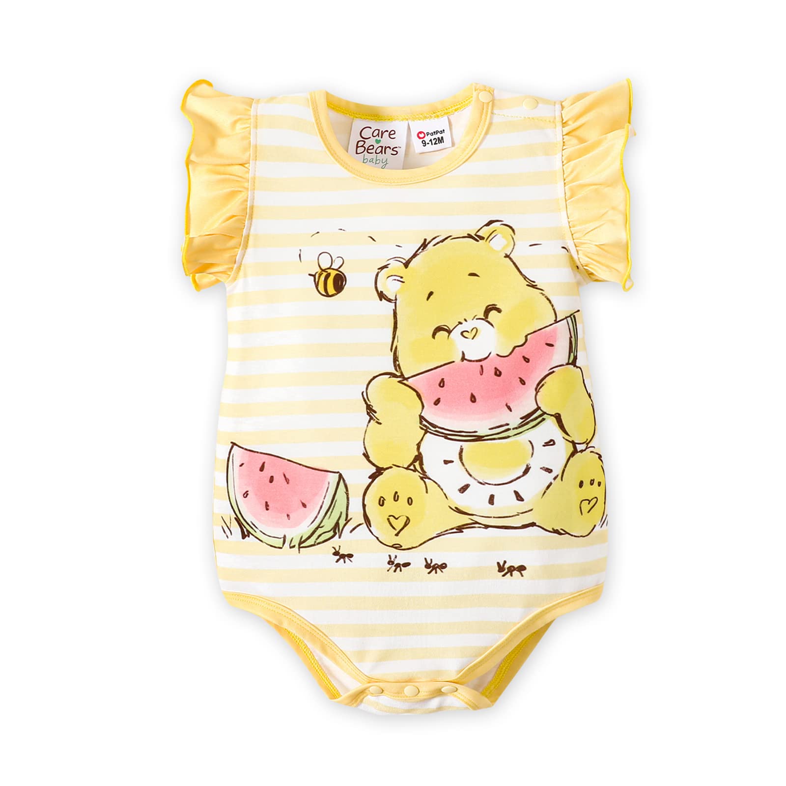 PATPAT Care Bears Baby Girls 2-Pack Bodysuit Newborn Infant One-pieces Romper Ruffle Sleeve Bodysuit Tutu Romper 12-18 Months