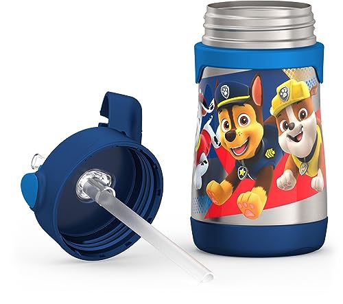 THERMOS Vacuum Insulated Stainless Steel 10oz Straw Bottle, PAW PATROL BOY