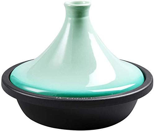 JINXIU Casserole Cast Iron Tagine Pot, Enameled Cast Iron Tangine with Lid for Different Cooking Styles and Temperature Settings, Colorful (Color : Blue)