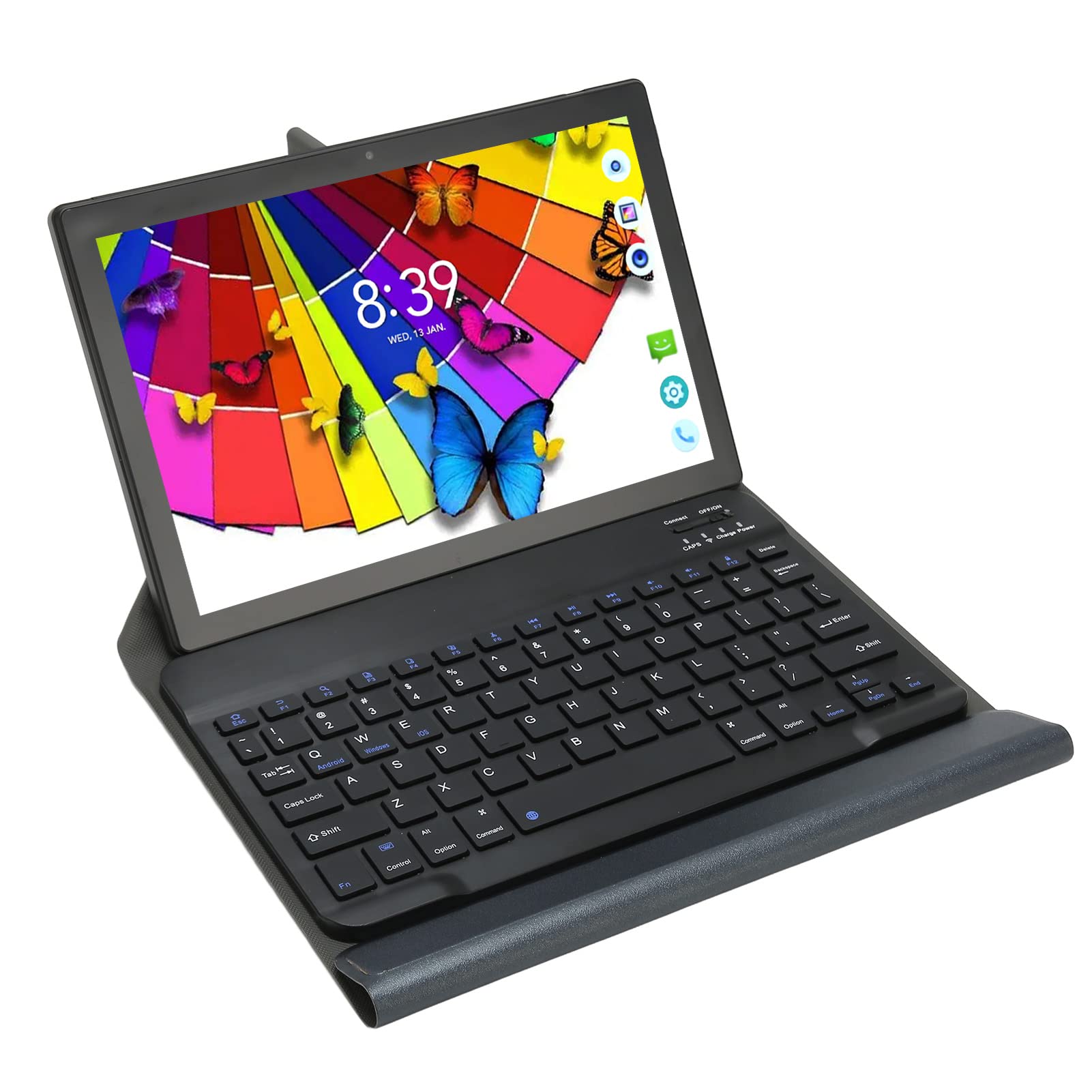 GOWENIC 10 Inch Tablet IPS Octa Core 8GB RAM 128GB ROM 5G WiFi Dual Camera 8800mAh HD Tablet with BT Keyboard (Black)