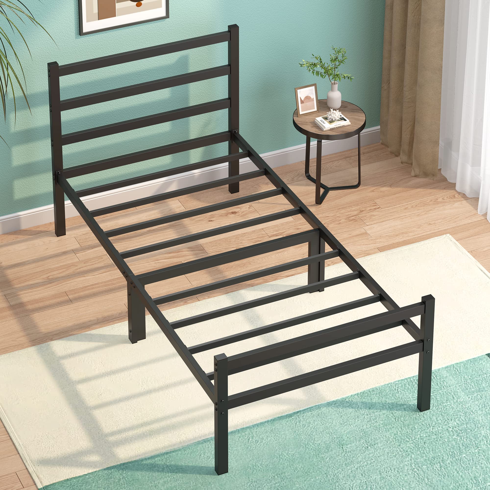 FEMOND Twin & Queen Bed Frame with Headboard