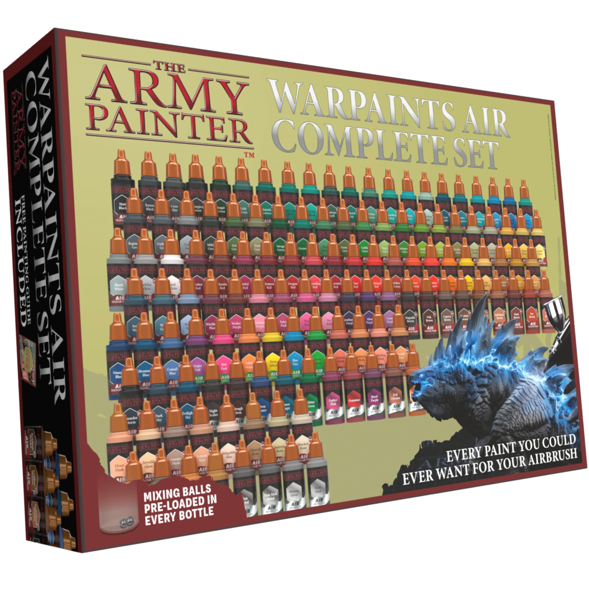 The Army Painter Warpaints Air Complete Set - 126 Non-Toxic Water Based Airbrush Paint Set – Miniature Paint for Tabletop Roleplaying, Boardgames, and Wargames Miniature Model Painting