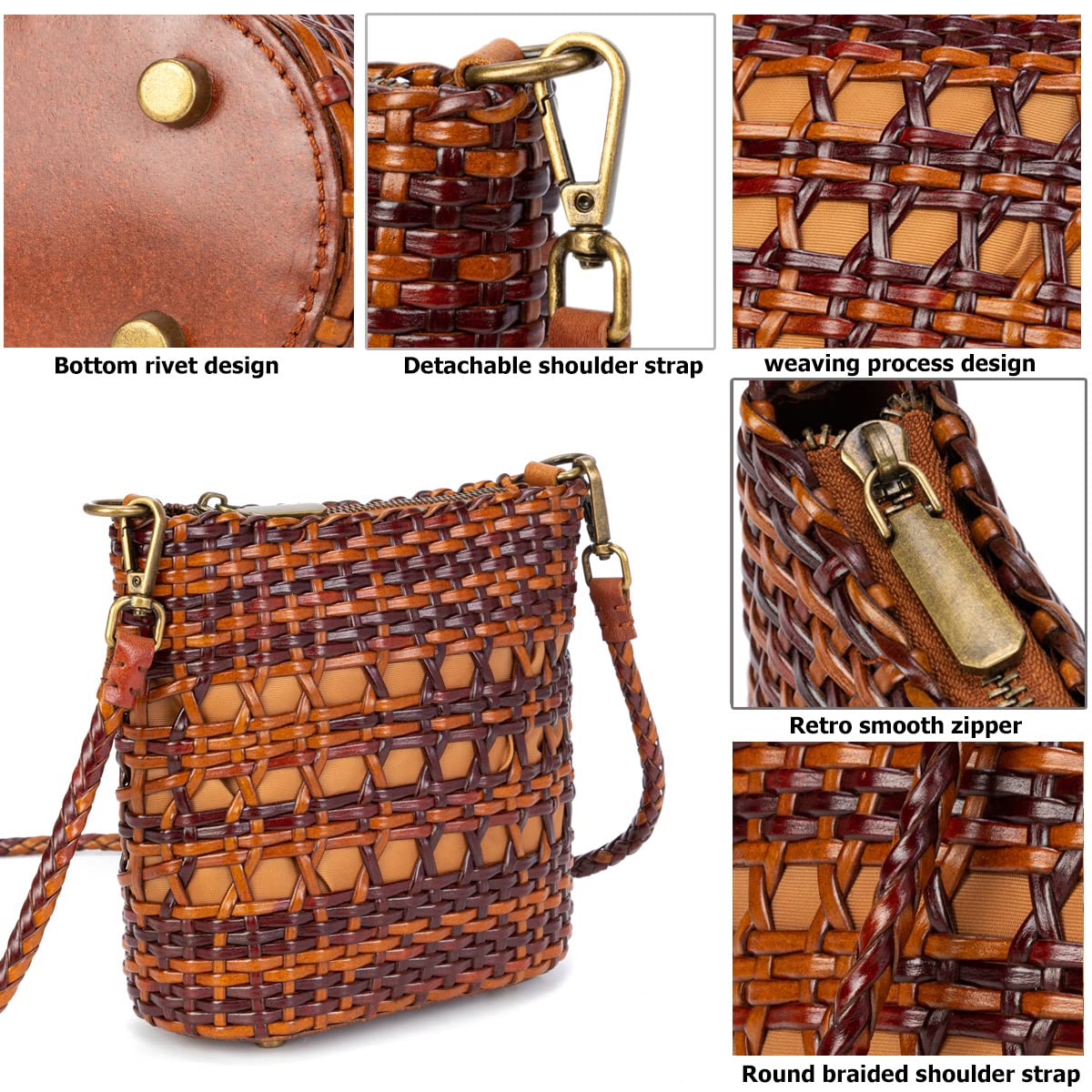 Genuine Leather Handmade Woven Tote Bag for Women Lightweight Beach Top-handle Clutch Bags (blue-w-color)…