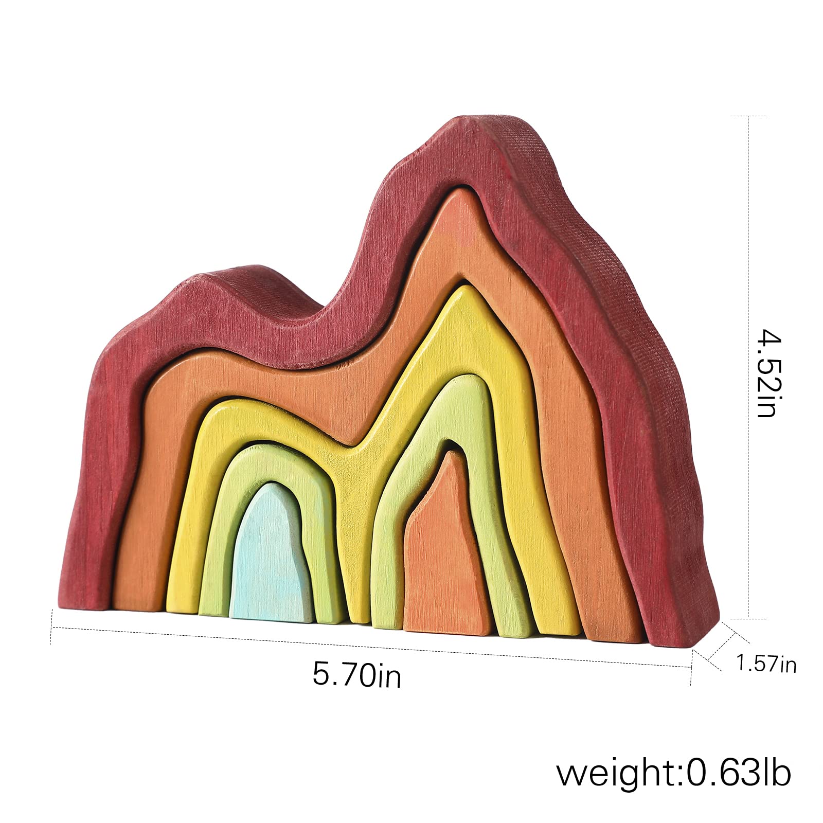 JETM·HH Wooden Rainbow Stacking Toy | House Bulding Block | Montessori Geometry Educational Stacking Game | Learning Educational Toys for Kids Baby Toddler(Volcano)