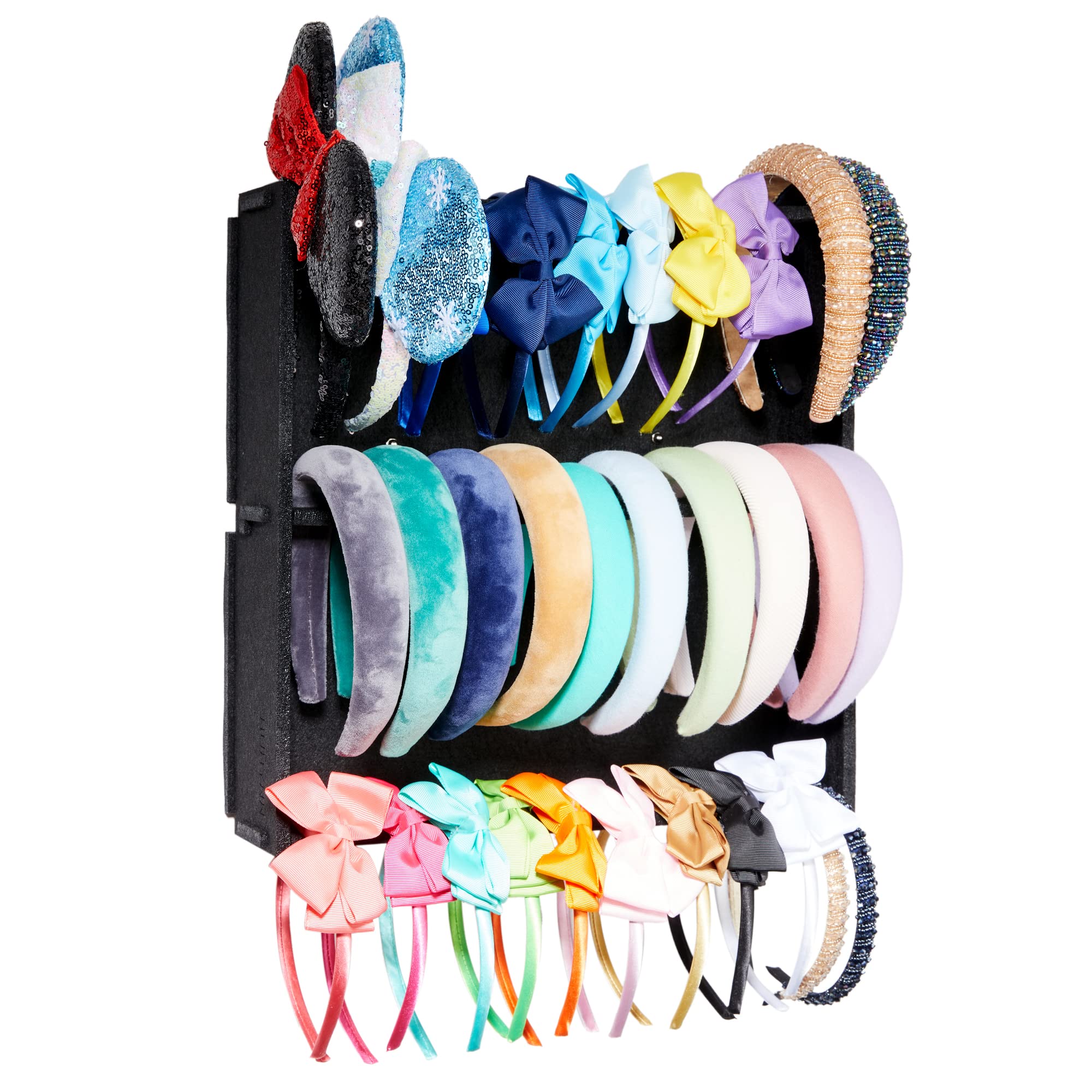 HUHYNN Headband Holder Wall-mount Headband Holder Organizer, Headband Organizer Display for Girls Women Headbands Holder (Black)