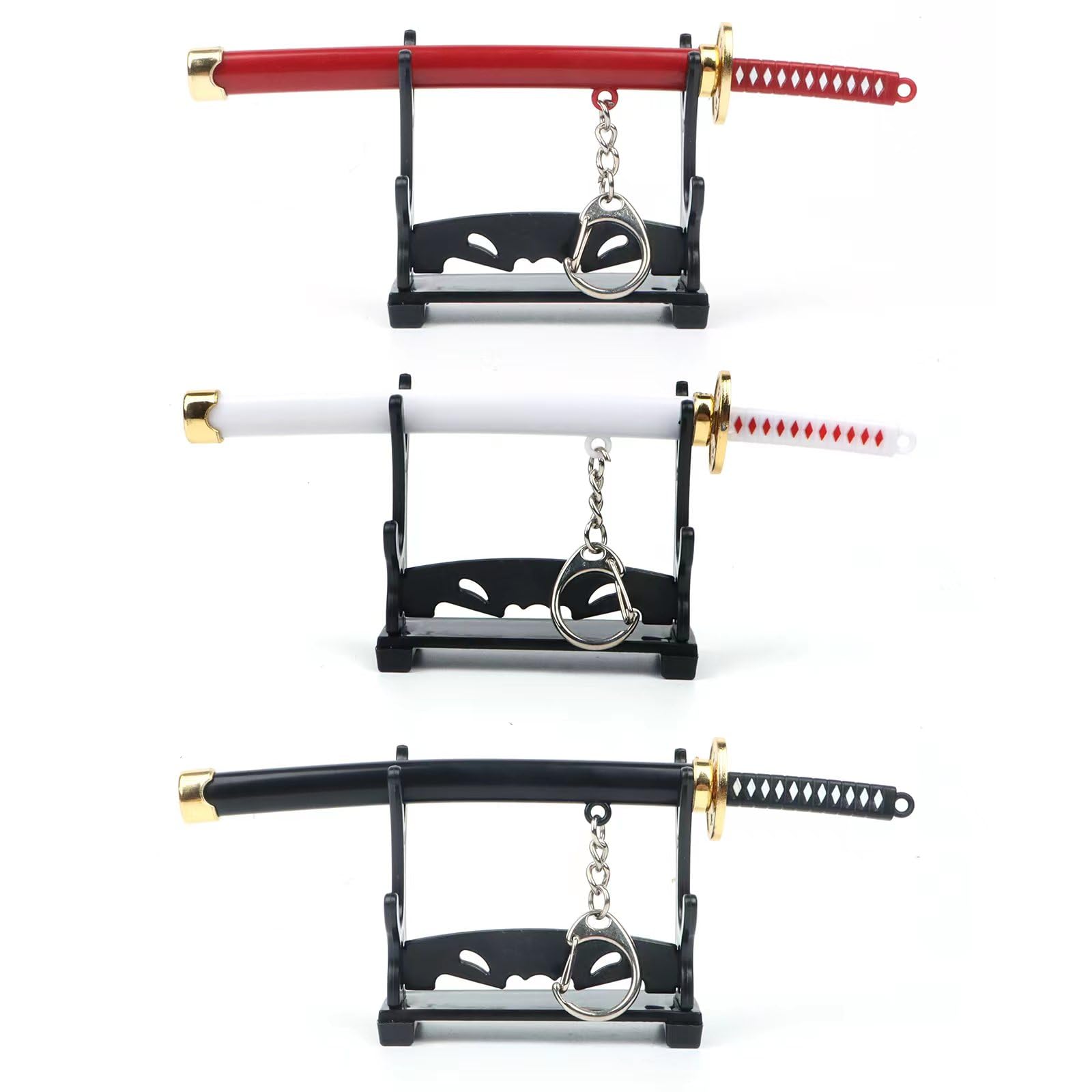 SHARP CASTLE Mini Japanese Katana, 5.7 inches Ultra Sharp Stainless Steel Knife with Scabbard, Anime Katana Keychain, Utility Knife Cutter, Handmade, Craft Use - Black(GT01.BK)