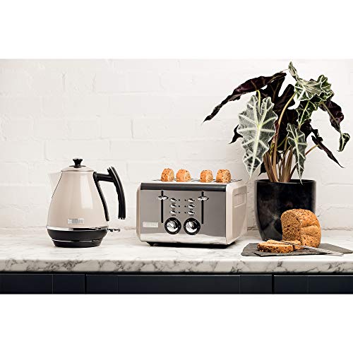 Haden 75011 COTSWOLD 4-Slice, Wide Slot Retro Toaster with Browning Control, Cancel, and Defrost Settings (Putty)