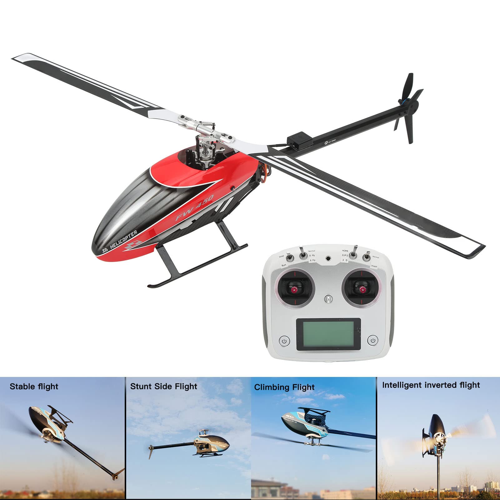 Helicopter Brushless Tail Lock Motor Resistance Side Panel 60A ESC RC Helicopter All Metal Toy Servo Mount Adult High Tenacity Landing Gear for (Red)