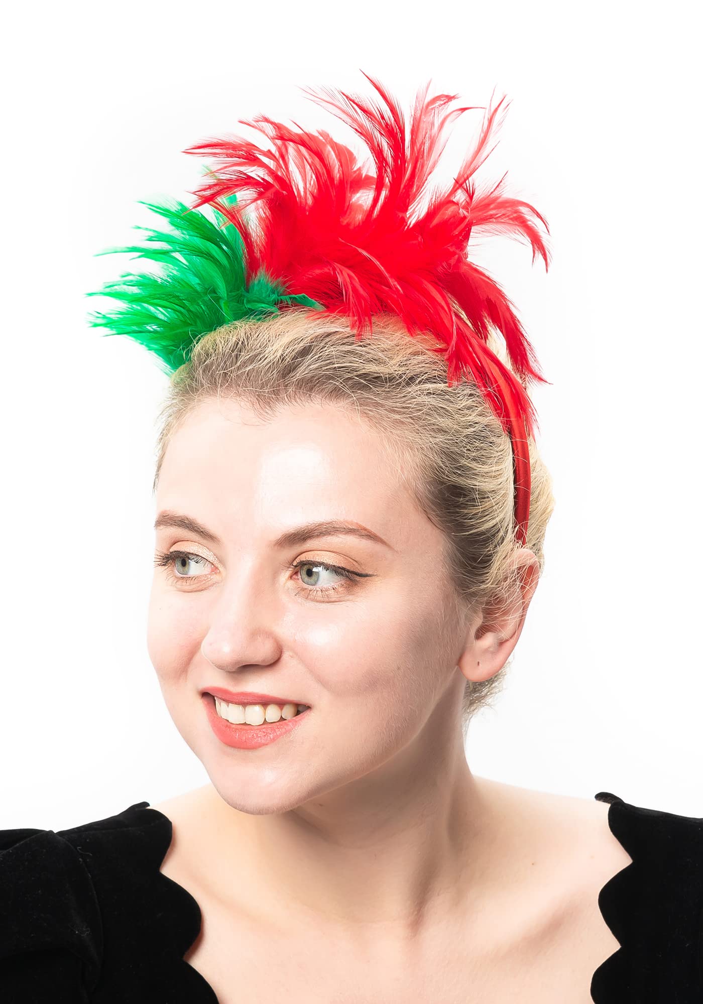 FELIZHOUSE 1920s Fascinator with Feathers Headband for Women Wedding Tea Party Headwear (Green)