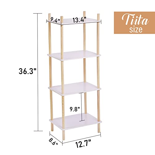 Tiita Corner Standing Shelf Bookshelf Unit - White Small Bookcase Multipurpose Rack Shelving Plant Stand Storageor Living Room Home Office