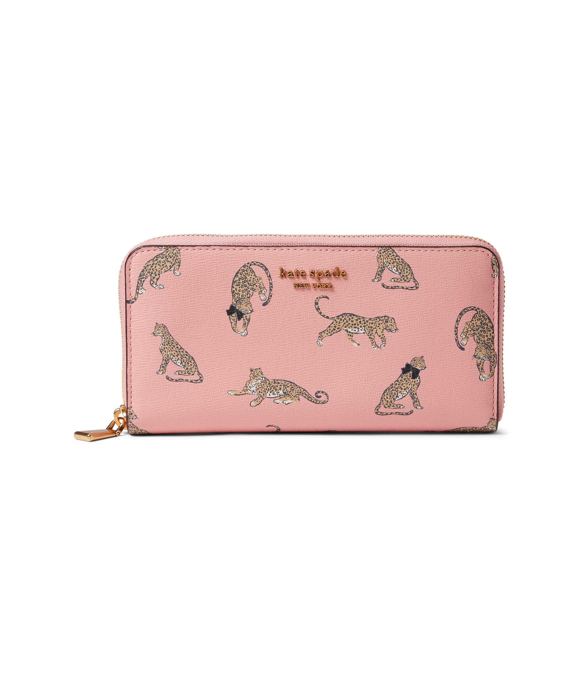 Kate Spade New York Morgan Leopard Printed Saffiano Leather Zip Around Continental Wallet Dancer Pink One Size
