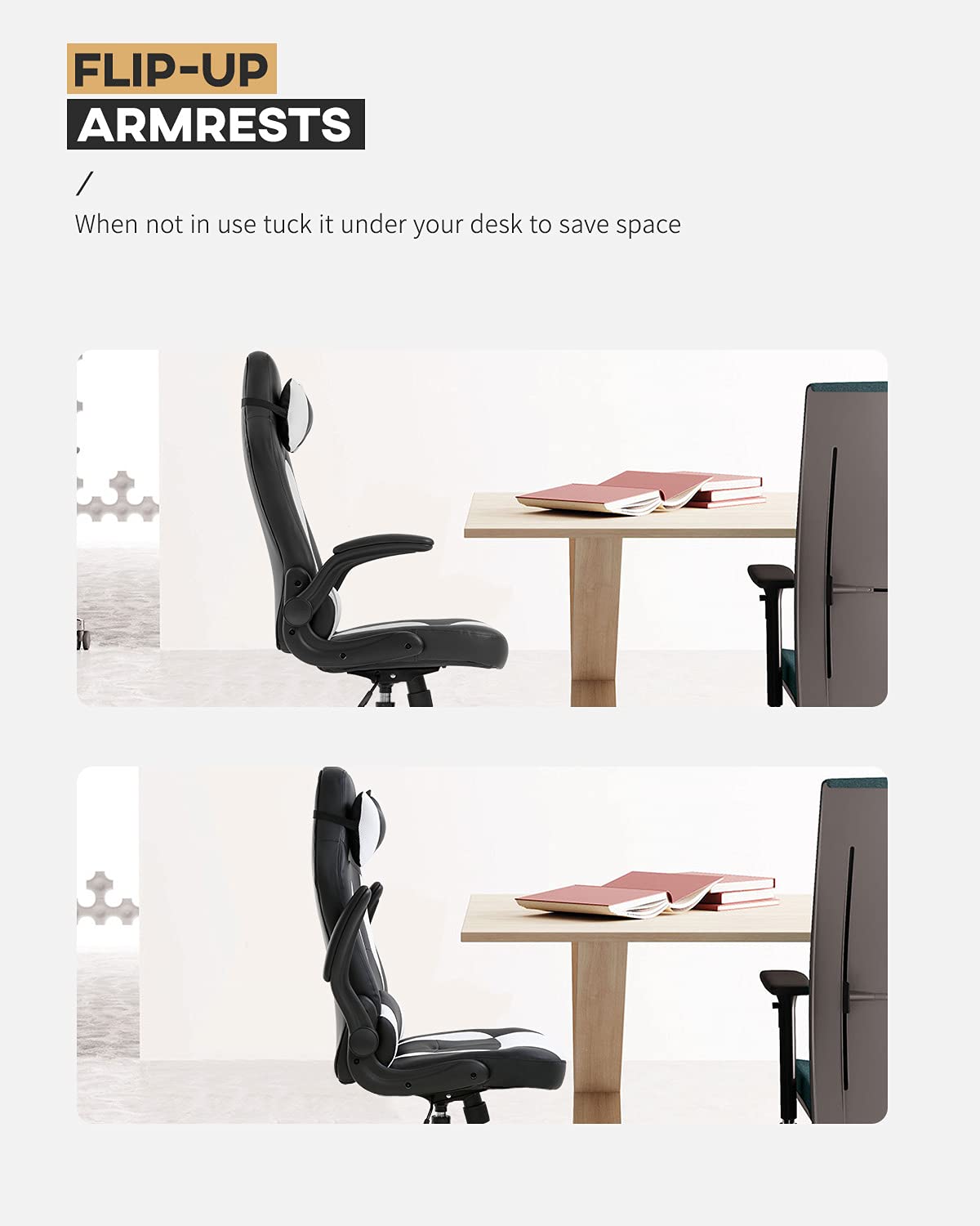 PC Gaming Chair Ergonomic Office Chair Computer Desk Chair with Armrests Headrest and Lumbar Support High Back PU Leather Executive Racing Chair for Home (White)