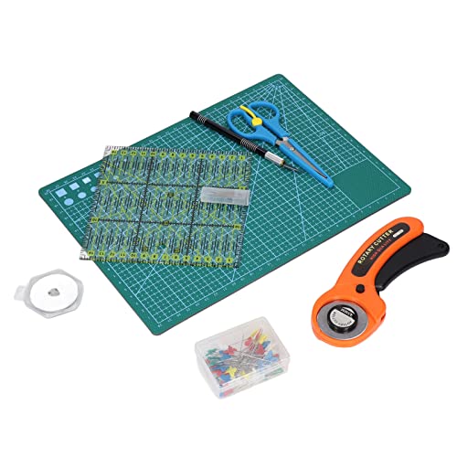 KUIDAMOS Rotary Cutter Set, Stainless Steel Replaceable Blade Fabric Cutter Set Practical Fine Workmanship for Card for Cloth for Cut Paper