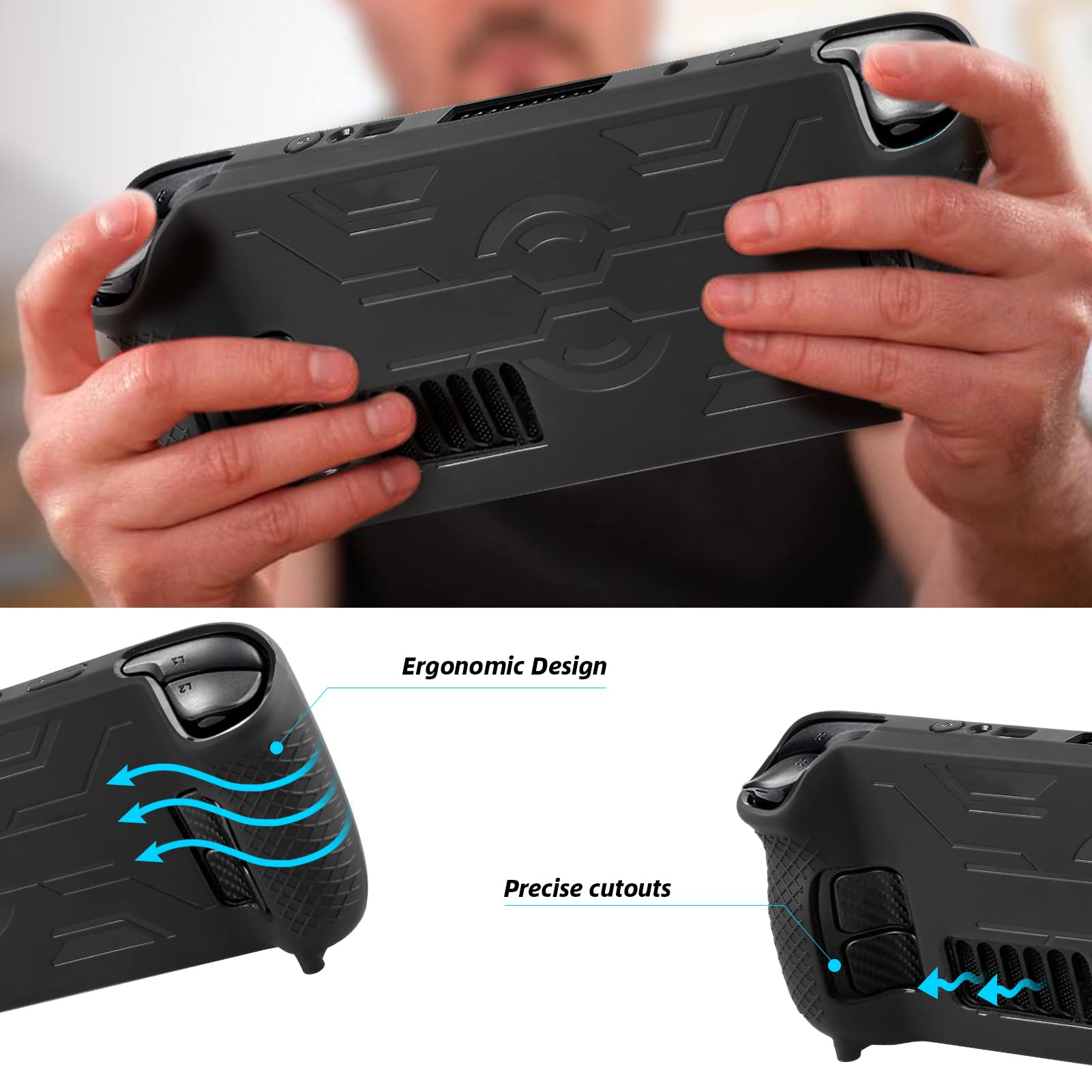 JINYI Protective Case for Steam Deck, TPU Cover Protector with Stand Base, Accessories Case with Shock-Absorption, Non-Slip & Anti-Scratch Design