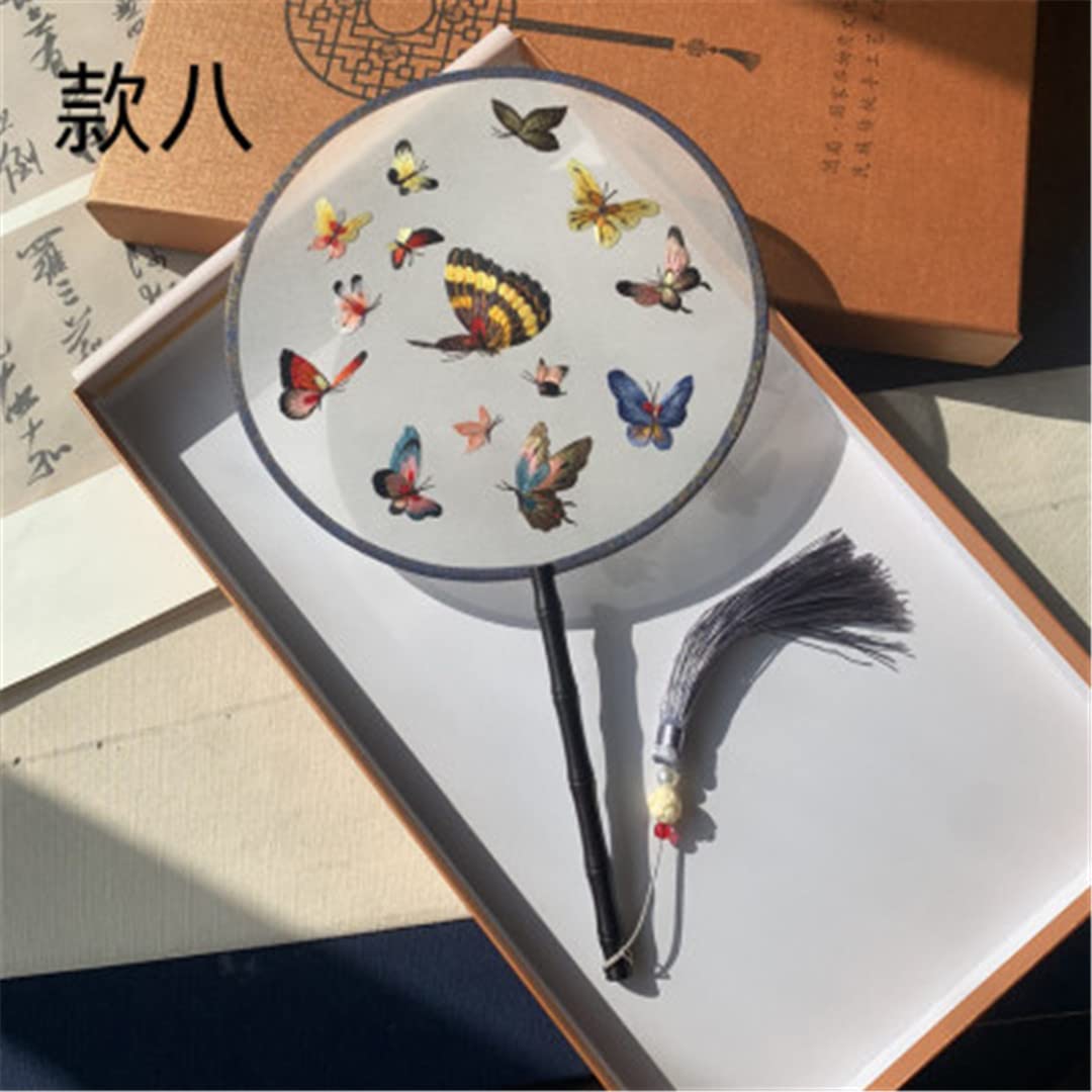 Handmade Silk Finished Suzhou Embroidery Round Fan Double-Sided Embroidery Landscape Series