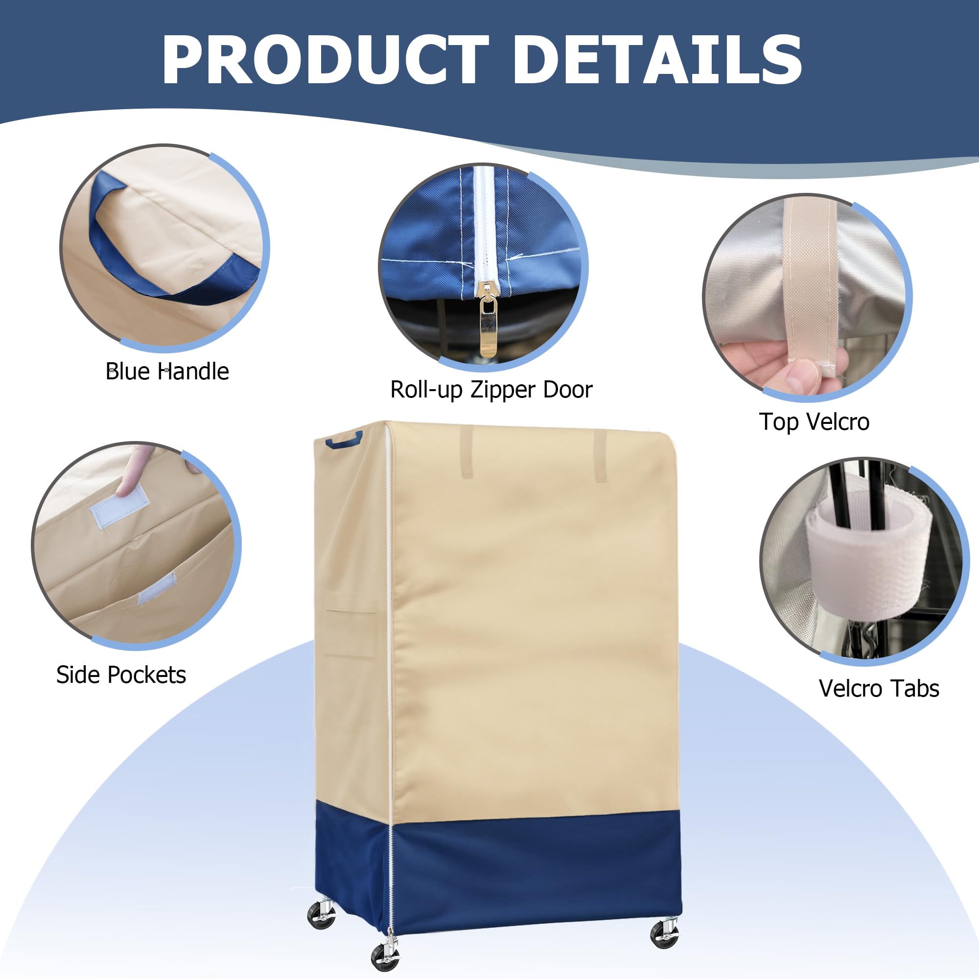Shelf Cover, Waterproof 600D Heavy Duty Dustproof Storage Wire Rack Covers, Outdoor Shelving Covers for Wire Shelves with Zipper (Cover only) (36" W x 18" D x 72" H)